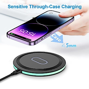 Pixel 7a 8 Pro Wireless Charger Pad, 15W Fast Wireless Charging Pad with Adapter for Google Pixel 8 7 Pro 7 6 Pro 6, iPhone 15 14 13 12 Pro Max,Samsung Galaxy S24 S23 Ultra S23 FE S22 S21 S20 Note 20