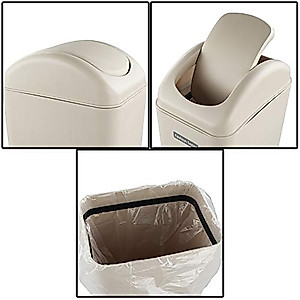Obstnny Slim Plastic Trash Can for Narrow Spaces at Home or Office, Khaki.