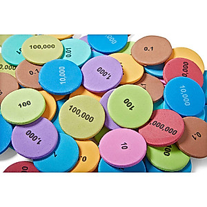 hand2mind Soft Foam Place Value Disks 10 Values, Counting Chips for Kids, Math Counters Kindergarten, Math Teacher Supplies, Base 10 Math Manipulatives for Elementary School (Pack of 875)