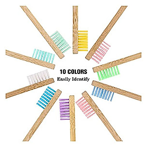 OUTIN Kids Bamboo Toothbrushes 10 Pack Soft Bristles, Children's Toothbrush Eco Friendly Biodegradable Wooden Handle Tooth Brush