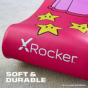 X Rocker Super Mario Peach Video Gaming Floor Chair, Official All-Star Edition Nintendo Collectible, Faux Leather, Foldable, 5000201, 33.46" x 16.14" x 25.59", Princess Peach Pink
