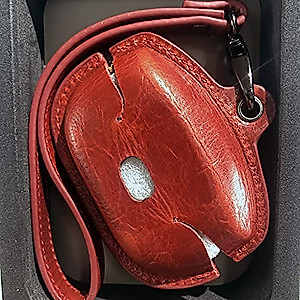 Genuine Leather Case Compatible with Sony WF-1000XM4 True Wireless Earphone Protective Case Crazy Horse Leather Cover with Leather Lanyard (Red)
