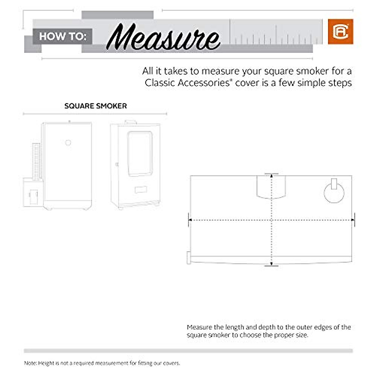 Classic Accessories Ravenna Water-Resistant 33 Inch Square Smoker Grill Cover