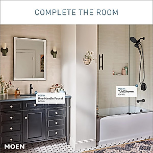 Moen Meena Matte Black One-Handle Single Hole Modern Bathroom Sink Faucet with Optional Deckplate and Drain Assembly, 84794BL