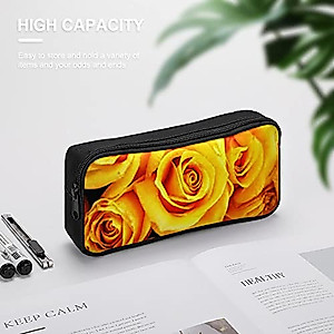 Yellow Rose Pencil Case Pencil Pouch Coin Pouch Cosmetic Bag Office Stationery Organizer