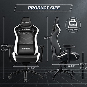 GTRACING Gaming Chair, Big and Tall Computer Chair with 4D Adjustable Armrests, Height Adjustable Recliner with Ergonomic Head Pillow and Lumbar Support for Gaming or Working (White)
