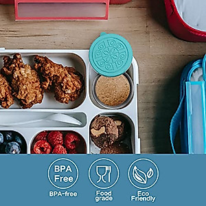 VOLCANOES CLUB Silicone Lids - Fit for Single Serving Wine Mini Carafe with a Calibre of 2.16 / most 1.5oz Condiment Containers Cups - 6 Pack Colorful Food Grade Replacement Lids - BPA Free/Reusable