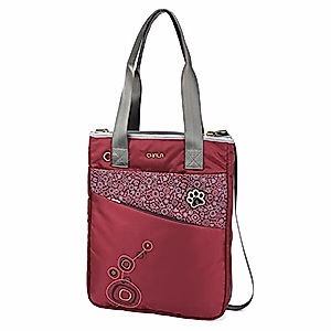 Chala Group Handbags Paw Print CV Venture Zip Around Tote Shoulder Bag - Dog Mom Dog Lover, Burgundy