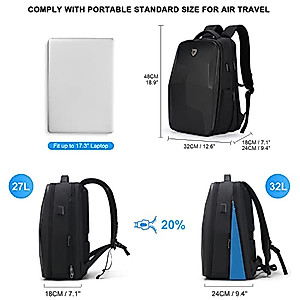 FENRUIEN Hardshell Backpack Expandable,Anti Theft Laptop Backpack for Men with USB Port,Water Resistant Computer Bag 17.3 Inch for Travel/Business