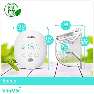 VitaMia Wearable Wireless Double Electric Breast Pump, 16 Levels 3 Modes, Quiet & Vibration- Free Breastfeeding, Silicone Breast Shield, Long Battery Life, Portable & Hands Free