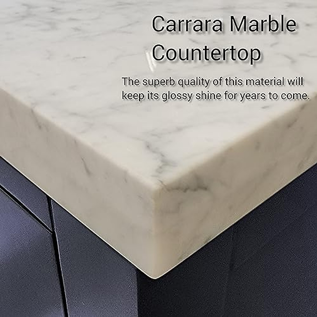 Bell+Modern Tuckerton 80 in W x 22 in D Blue Double Bath Vanity, Carrara Marble Top and Mirror