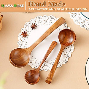 NAYAHOSE Wooden Soup Ladles,Wooden Spoons For Cooking, 3 Pcs Wooden Utensils for Cooking, Wooden Ladle,Natural Teak Wood Cooking Spoons,Kitchen Utensils set