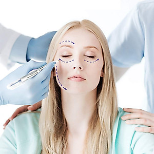 LabAider 6Pcs Professional Surgical Tip Skin Marker Pen Sterile Tattoo Stencil Markers Pen with Paper Ruler for Eyebrow, Lips - Individually Wrapped (0.5MM&1MM)