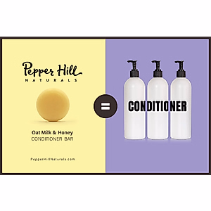 Pepper Hill Conditioner Bar - Oat Milk Honey (Fragrance Free) - Natural, Plant-Based, Cruelty-Free, Solid Shampoo for Sensitive Skin - Free of Sulfates, Plastics, Water, and Parabens