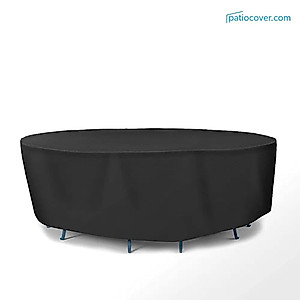 Patio Medium Waterproof Round Oval Table & Chair Cover - Outdoor Patio Table Chair Combo Washable - Heavy Duty Furniture 100x80x30 Inch Combo Cover