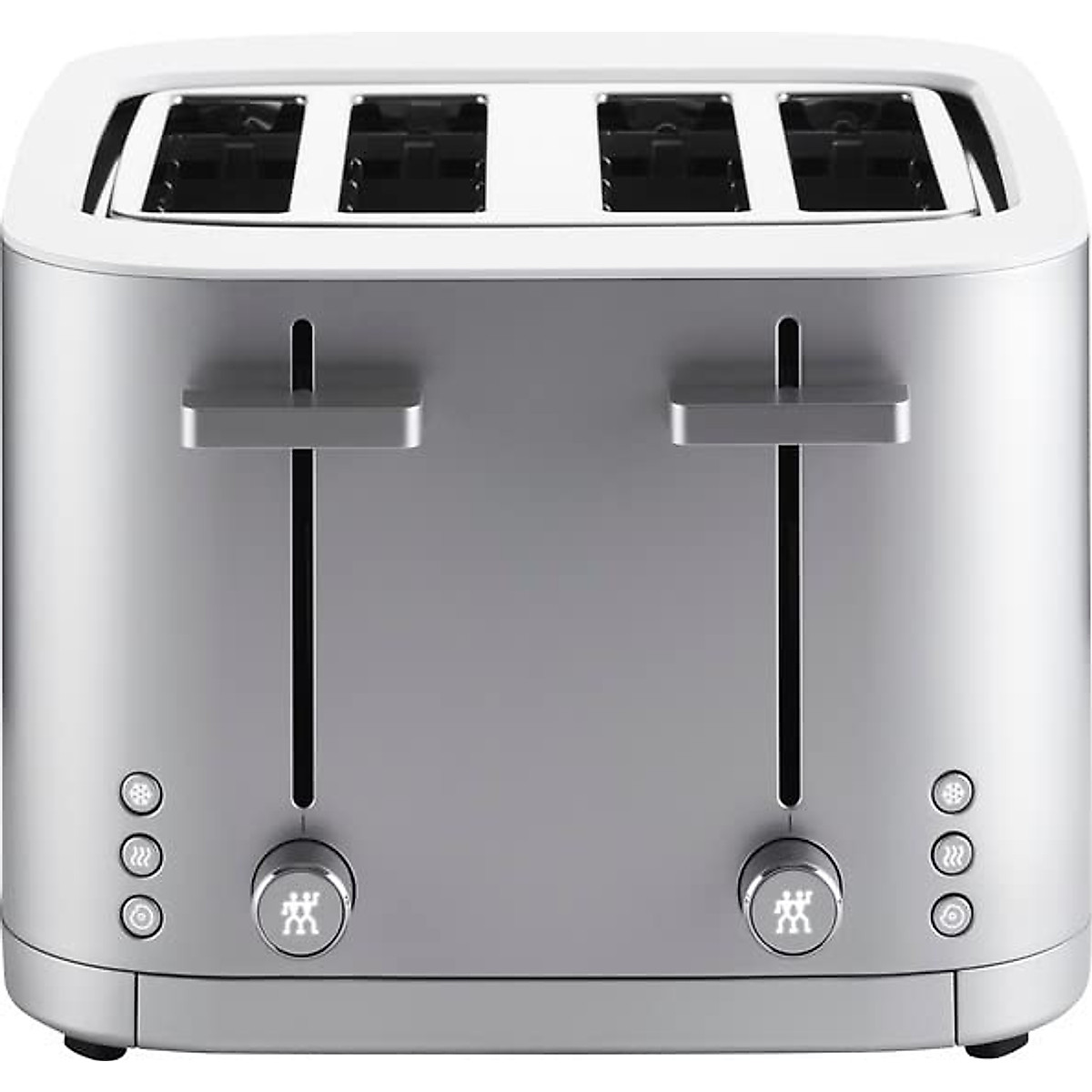 ZWILLING Enfinigy 4 Slice Toaster with Extra Wide 1.5" Slots for Bagels, 7 Toast Settings, Even Toasting, Reheat, Cancel, Defrost, Silver