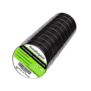 SoundOriginal Black Electrical Tape 10 Pack 3/4-Inch by 30 Feet, Voltage Level 600V Dustproof, Adhesive for General Home Vehicle Auto Car Power Circuit Wiring Black