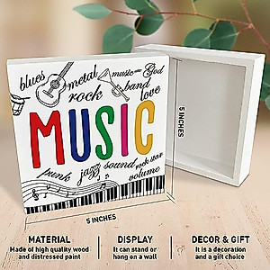 Blue Punk Love Wooden Box Sign - Perfect Music Teacher Gifts for Women & Men, Birthday, Christmas, Back to School, Thank You & Retirement