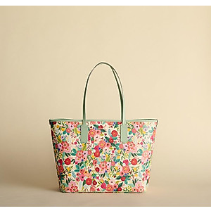 RIFLE PAPER CO. Everyday Tote Bag | for Beach, Gym, Travel and More, Shoulder Bag for Women, Adjustable Snap Tab Closure, 8" Interior Slip Pocket (19" L × 6" W × 12" H), Garden Party