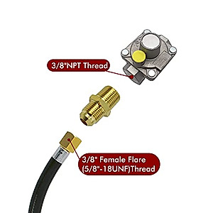 MENSI 2 Packs 3/8" Male Flare Thread (5/8"-18UNF) Convert to 3/8" Male NPT Thread Propane BBQ Grill Brass Union Adapter