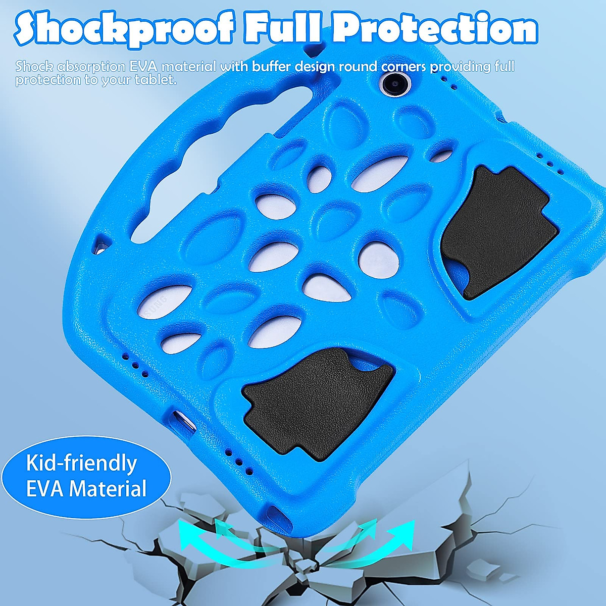 ZtotopCases Kids Case for Samsung Galaxy Tab A8 10.5 Inch(SM-X200/SM-X205/SM-X207),Shockproof Rugged Protective Cover with Handle Stand & Shoulder Strap for 10.5" Tablet A8 2022 for Kids Children,Blue