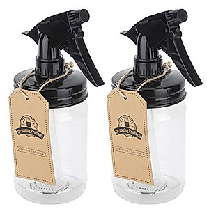 Jarmazing Products Mason Jar Sprayer – Black – With 16 Ounce Plastic Mason Jar - Two Pack!