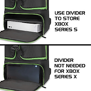 ENHANCE Console Gaming Backpack Compatible with Xbox Series X , Xbox Series S - Xbox Series X Carrying Case with Compartments for Controllers, Games & Accessories - Headset Storage , Zippered Pockets