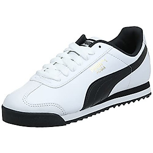 PUMA Men's ROMA BASIC Sneaker, white-black, 10.5