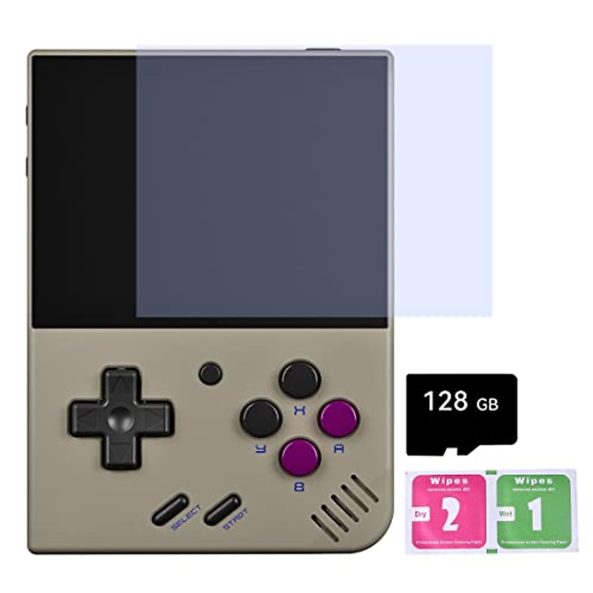 Miyoo Mini Plus Handheld Game Console, 3.5-Inch 128G Retro Arcade Video Gaming Console Handheld Emulators for Adult Kid, Support Wi-Fi, Cortex-A7 Processor, 3000mAh Battery- Grey