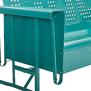 Crosley Furniture CO1023-TU Bates Retro Metal Outdoor Sofa Glider, Turquoise Gloss