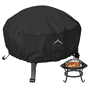 Himal Outdoors Fire Pit Cover- Heavy Duty Waterproof 600D Polyster with PVC Coating, Round Patio Fire Bowl Cover, 36 Inch, Black
