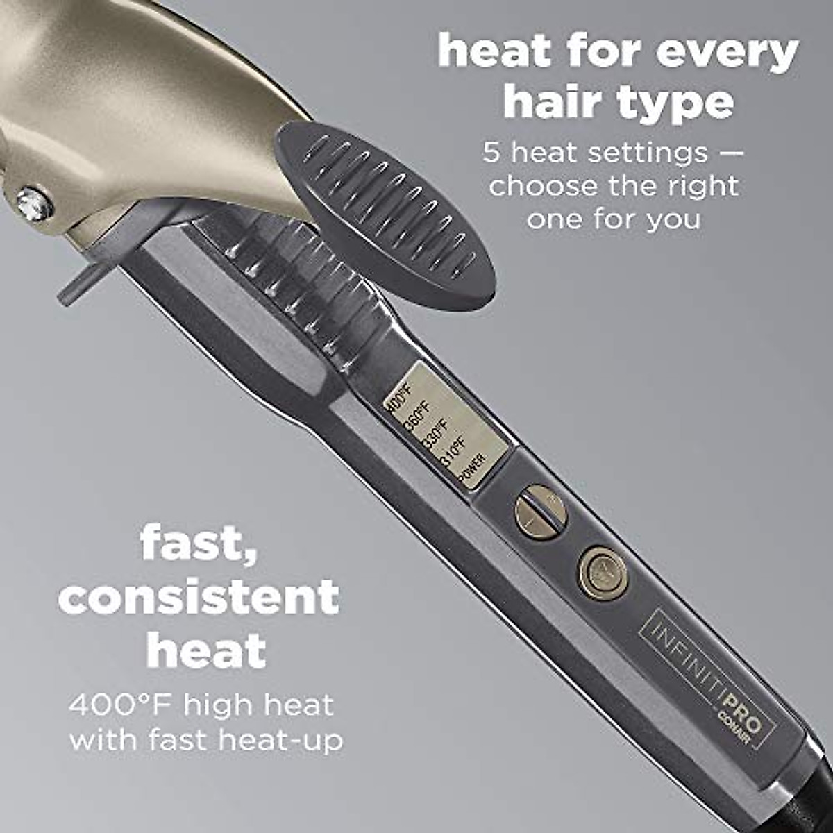 INFINITIPRO BY CONAIR Tourmaline 1 1/2-Inch Ceramic Curling Iron, 1 ½ inch barrel produces soft waves – for use on medium and long hair