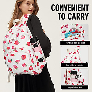 Dimanito Laptop Backpack with USB charging port for laptop up to 15 inch Men Women College Outdoor Travel Backpack (Strawberry)