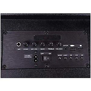 Ridgeway QS-805 Portable Audio Bluetooth - Portable - Woofer Rechargeable Speaker with Long-Lasting Battery USB/FM Radio/AUX in/Mic in/with LED Light - Black