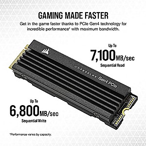 Corsair MP600 PRO LPX 2TB M.2 NVMe PCIe x4 Gen4 SSD - Optimized for PS5 (Up to 7,100MB/sec Sequential Read & 6,800MB/sec Sequential Write Speeds, High-Speed Interface, Compact Form Factor) Black
