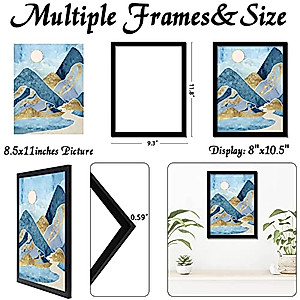 keibiubu Black Picture Frame, 8.5x11 Picture Frame for Photo Poster Canvas Certificate Document Display Horizontally or Vertically High Transparent Wall Gallery(Size 8.5 x 11 inches)