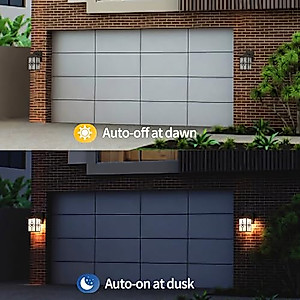 Yisuro Dusk to Dawn Porch Lights Outdoor, Bulb Included, Exterior Lighting Fixtures, Black Wall Sconce Waterproof, Star Outdoor Outside Lighting for Porch House Garage（1 Pack）