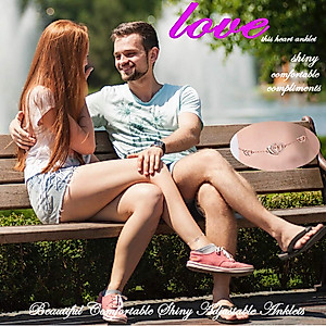 Desimtion Rose Gold Ankle Bracelets for Women,Heart Foot anklet Large Bracelet, Birthday Christmas Anniversary Jewelry Gifts for Mom Wife Girlfriend Her