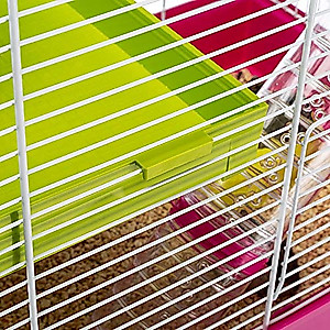 Ferplast Laura Small Hamster Cage | Fun & Interactive Cage Measures 18.11L x 11.61W x 14.8H & Includes All Accessories