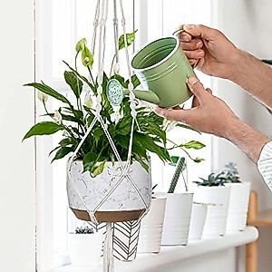 AOMGD 3 Pack Macrame Plant Hanger with 3 Hooks, Different Size Hanging Planters for Indoor Plants Holder,Large 46"/41"/34",Ivory