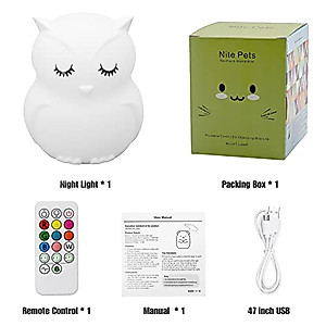 ShaArkMango Kids Night Light Lamp Cute Sleepy Owl, Convenient for Reading & Soothe Baby to Sleep Training Nursery Lights Toddler LED Nightlight for Children Girls Boys Kawaii Room Decor