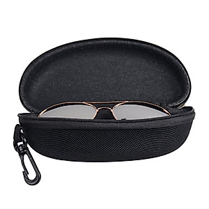 traderplus 3Pcs Hardshell Sunglasses Case/Eyeglasses Box with Zipper and Hook For Men & Women Black