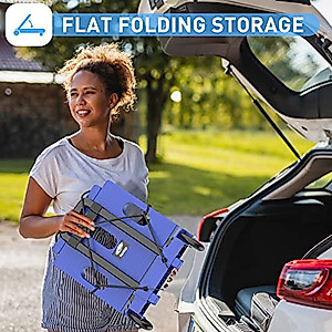 Ronlap Folding Hand Truck, Portable Dolly Cart Foldable Lightweight, 4 Wheels Push Cart Dolly for Moving, 265lbs Heavy Duty Moving Dollys with Wheels, Small Platform Hand Cart with 2 Ropes, Blue