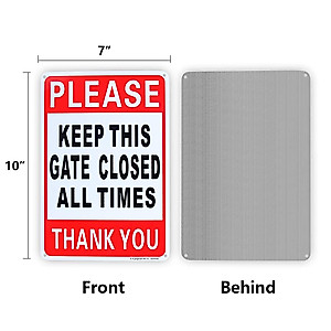 2-Pack Please Keep This Gate Closed Sign 10"x 7" .04" Aluminum Reflective Sign Rust Free Aluminum-UV Protected and Weatherproof