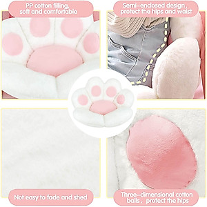 MMUK Reversible Chair Seat Cushion Plush Cat Paw Cushion Lazy Sofa Office Chair Cushion Bear Paw Shape Comfy Seat Pad Support Waist Backrest Floor Seating Cushions Mat,White-27.5x23.6in