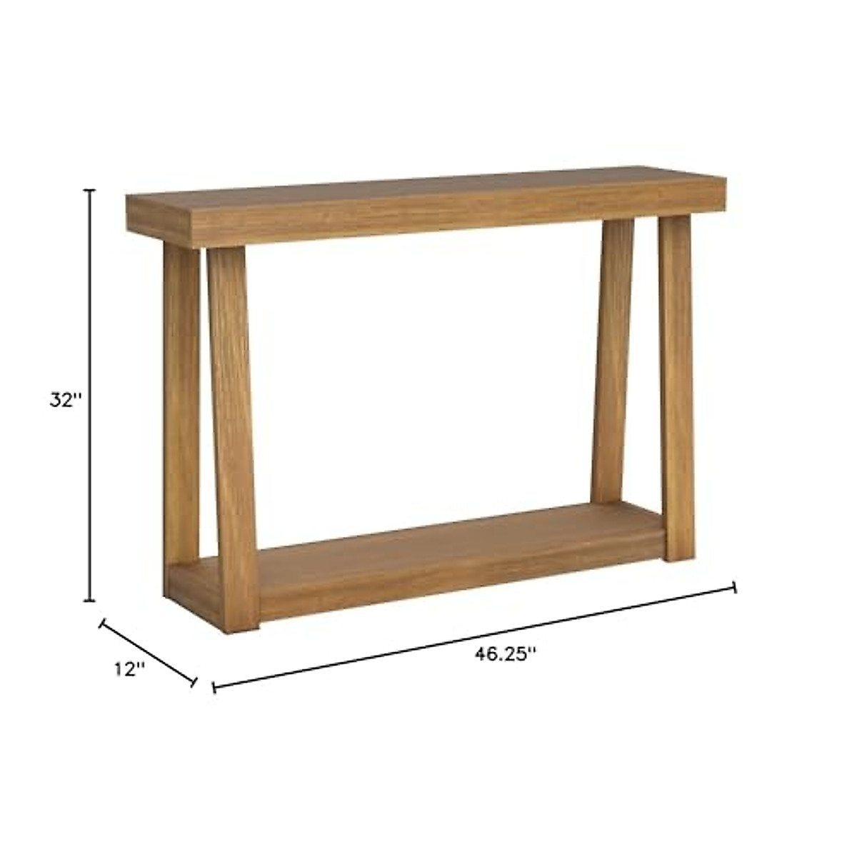 Plank+Beam Solid Wood Console Table with Storage, 46.25 Inch, Sofa Table with Shelf, Narrow Entryway Table for Hallway, Behind The Couch, Living Room, Foyer, Easy Assembly, Pecan