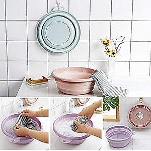 Collapsible Portable Wash Basin Dishpan Bucket Portable Dish Tub Folding Washbasin Light Blue