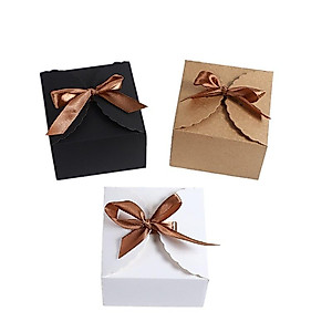 MODADA Gift Bags 12/24/48pcs Kraft Paper Candy Boxes Gift Packaging Square White Box for Cookie Wedding Party Favor Birthday Decor (Color : Kraft paper, Size : 12PCS_12X12X9CM)