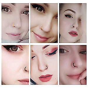 WBRWP 316L Surgical-Steel Hinged Nose Rings Hoop 18G Womens and Mens Body Pierecing Ring Septum Clicker Helix Cartilage Hoop Body Piercing Jewelry 8mm Diameter, Black