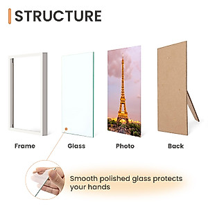 upsimples 5x7 Picture Frame Set of 3, Made of High Definition Glass for 5 x 7 White Frames, Wall and Tabletop Display Thin Border Photo Frame for Home Décor